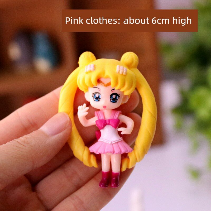 Коллекционная фигурка Sailor Moon в стиле аниме, милая куколка-девочка, миниатюрная кукла. Одно розовое платье для