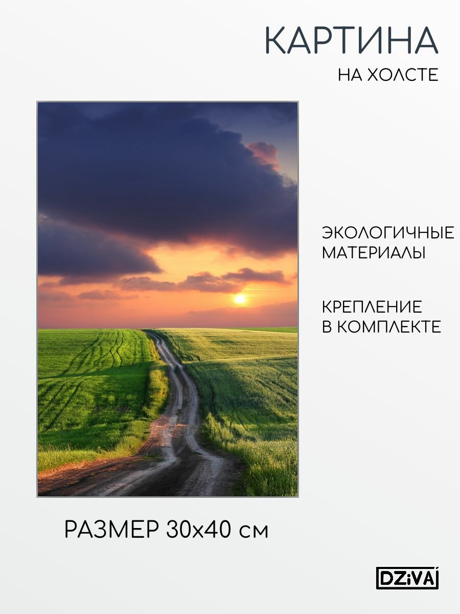 Картина на холсте Дорога в поле 30x40 см