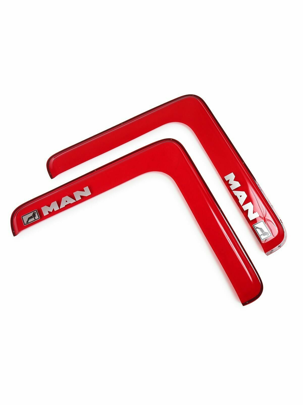 Дефлектор двери (ветровики) с лого на MAN TGA, TGL, TGM, TGS, TGX (Красные)