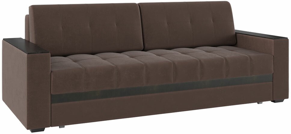 Прямой диван Виргиния Коричневый 2 Велюр, еврокнижка, 240х107х75 см, с ящиком для белья