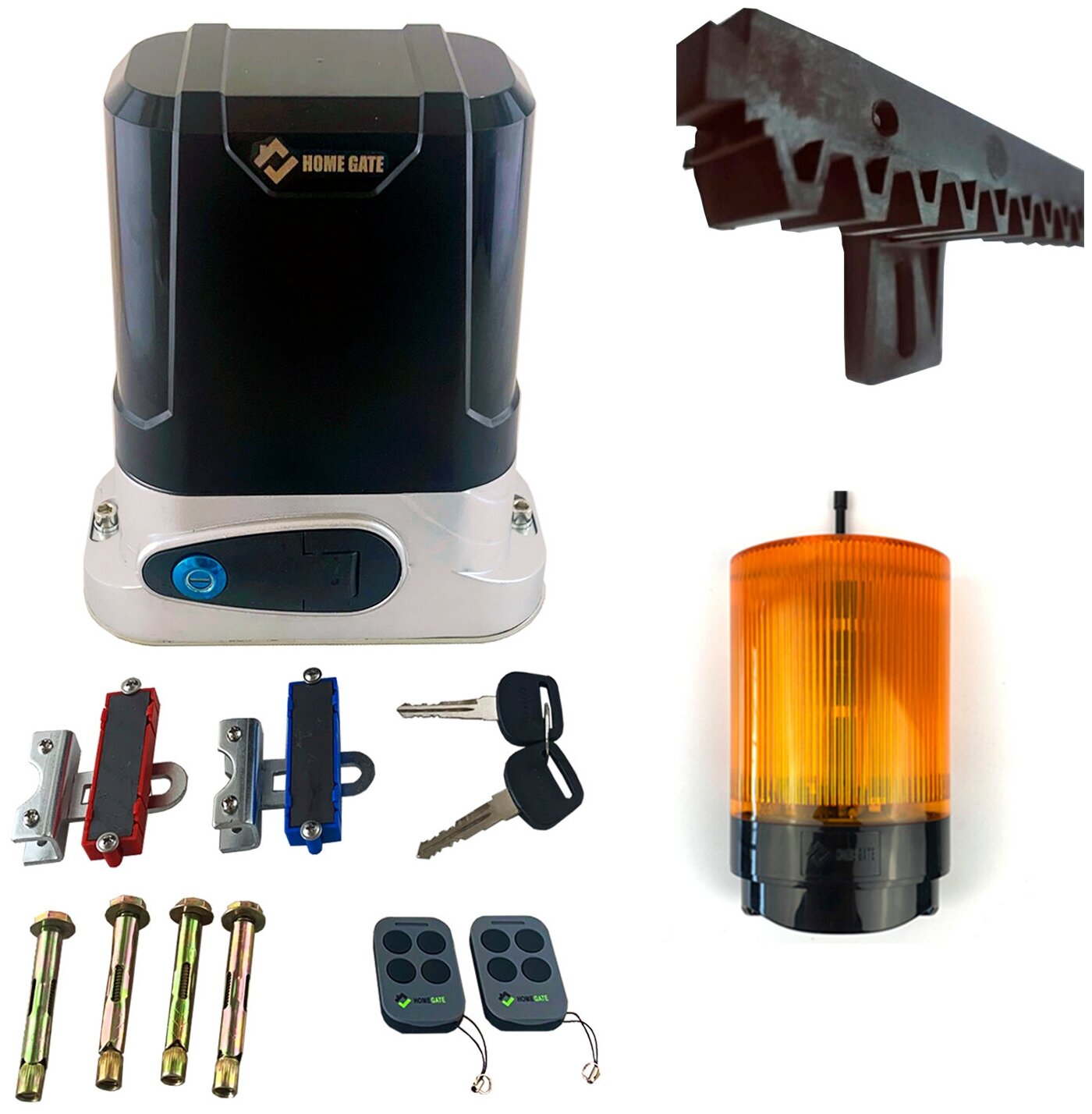 Привод для откатных ворот Home Gate LTM800 + сигнальная лампа + нейлоновая рейка (5шт). Автоматика для откатных ворот.