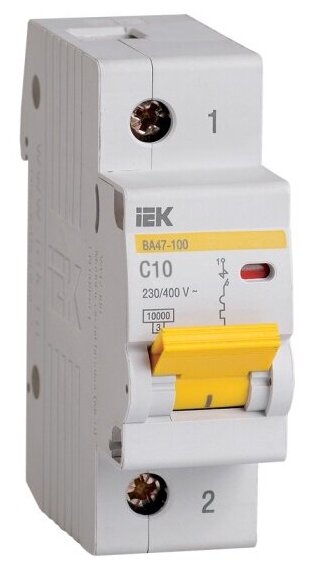 Автоматический выключатель Iek ВА 47-100 1Р 10А 10 кА х-ка С, MVA40-1-010-C