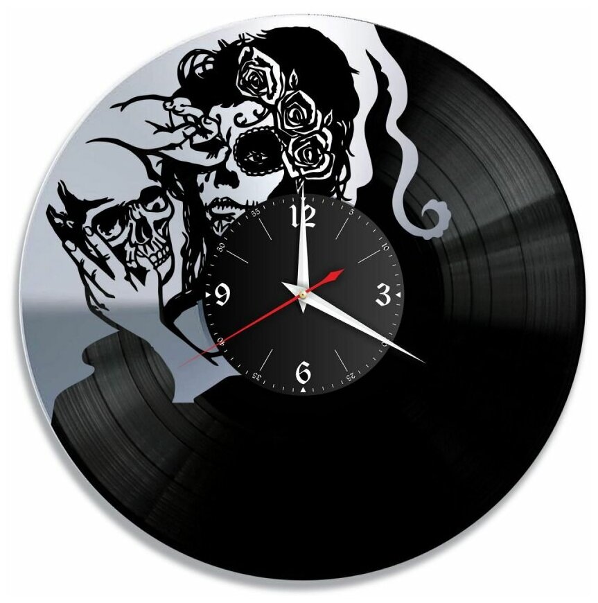 Часы из винила Redlaser "Череп и девушка" VW-12165-2