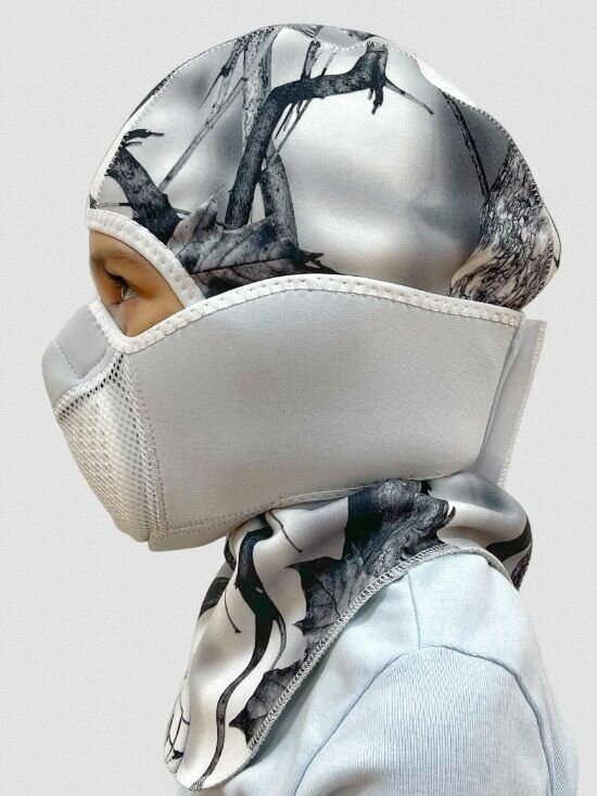 Детская тепловая маска зимняя для лица сайвер Балаклава 3 в 1 зим. камуфляж от холода, для горных, б