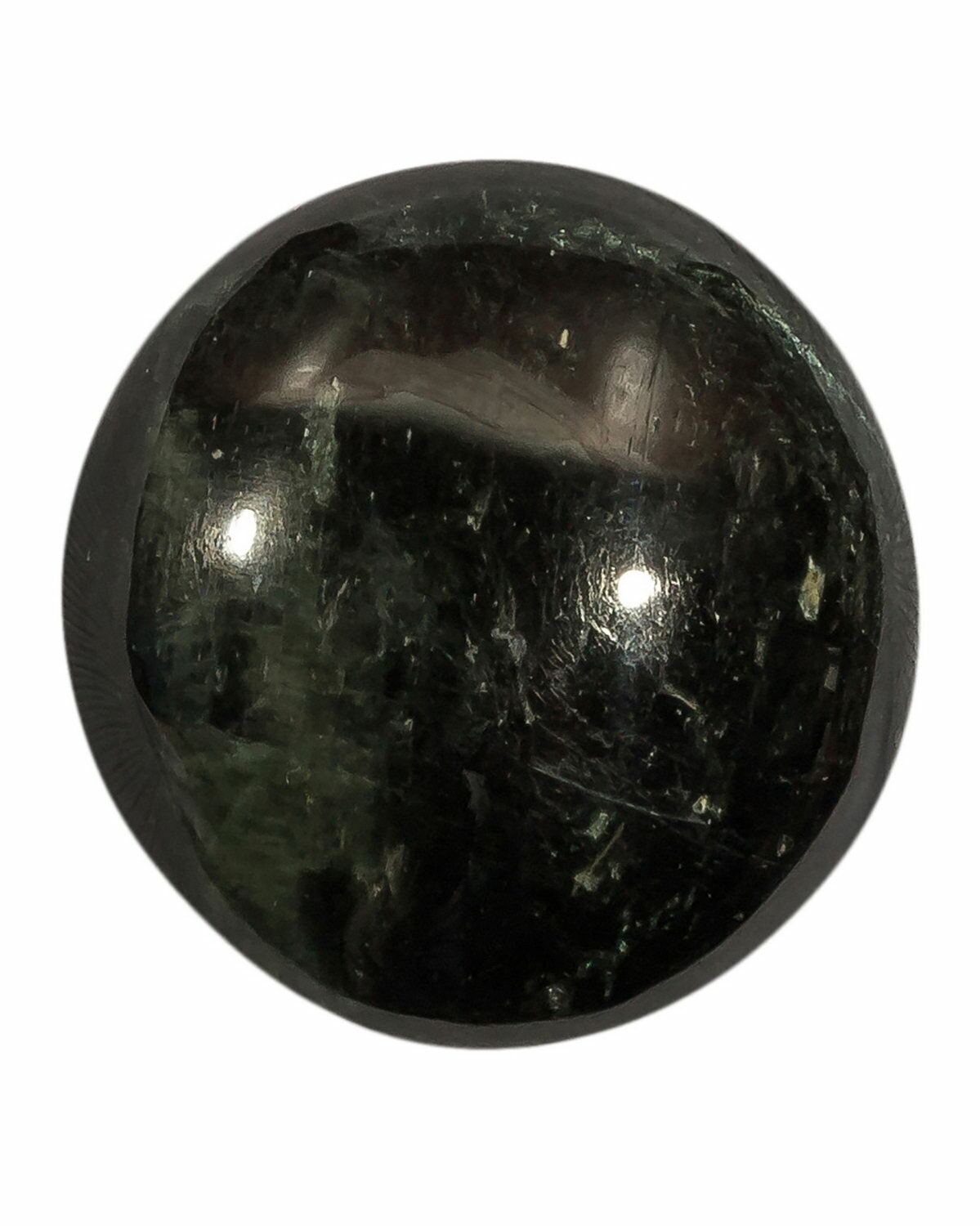 Кабошон актинолит 28х29х7 мм.