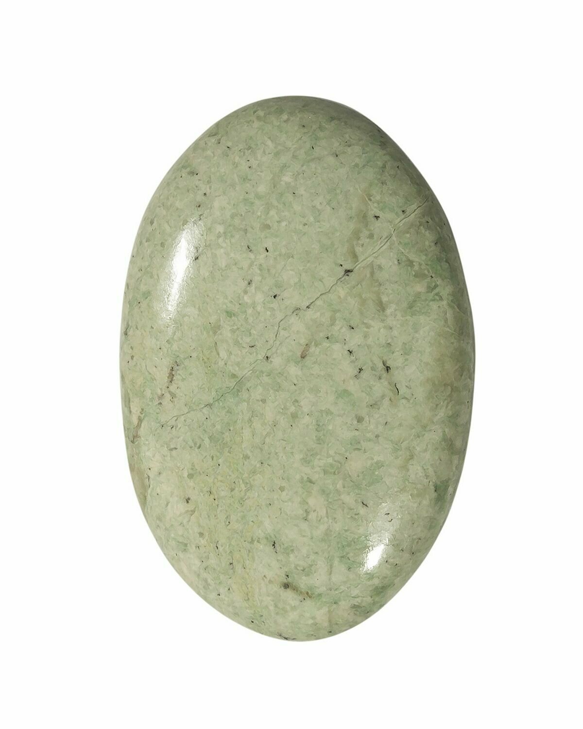 Кабошон из гарниерита размером 39х26х6 мм.