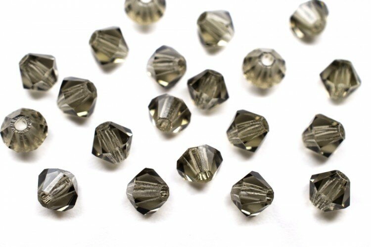 Бусины биконусы хрустальные 4мм, цвет BLACK DIAMOND, 746-011, 20шт