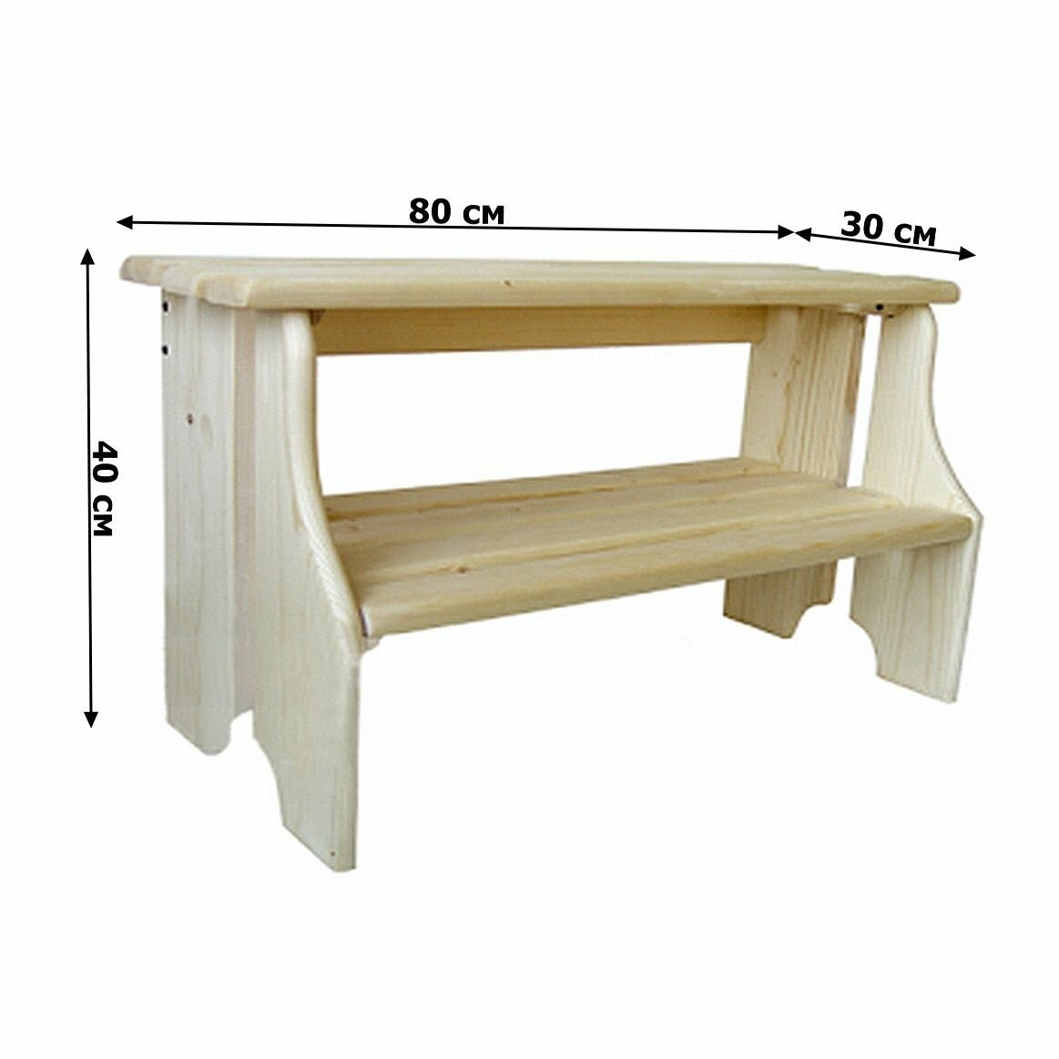 Обувница прямая малая 800х400 сосна натуральная/лак, массив дерева