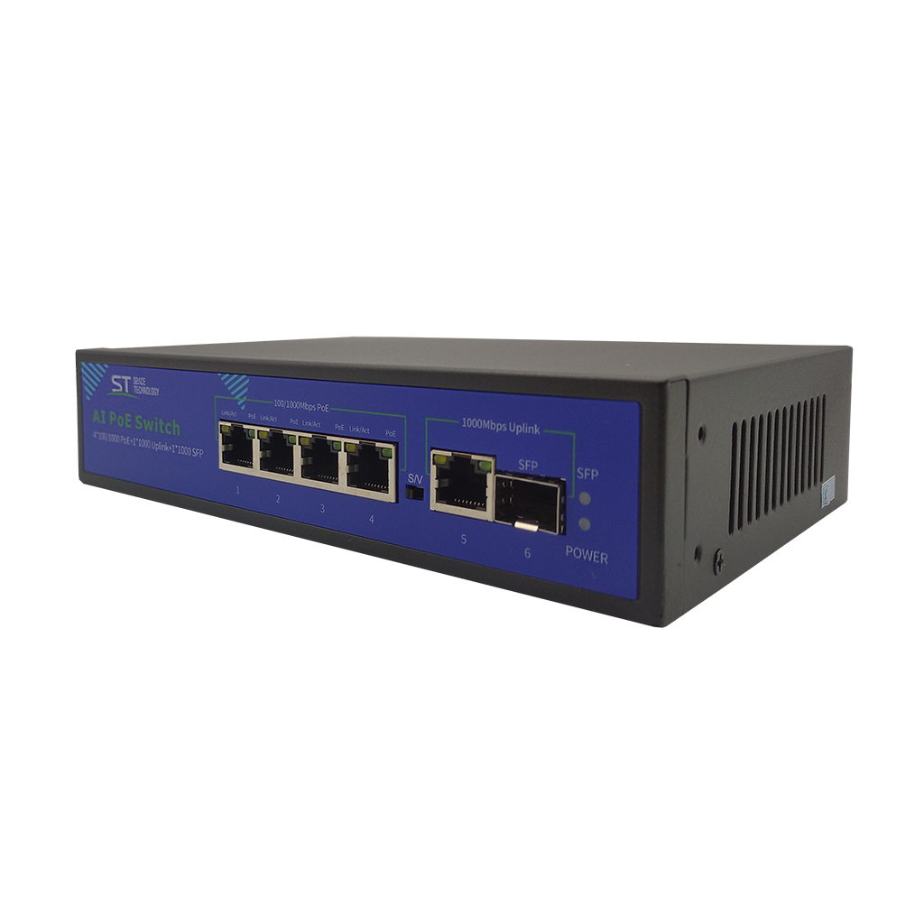 Коммутатор Space Technology ST-S42POE(4G/1G/1S/65W/А) (версия 3), 4 порта PoE