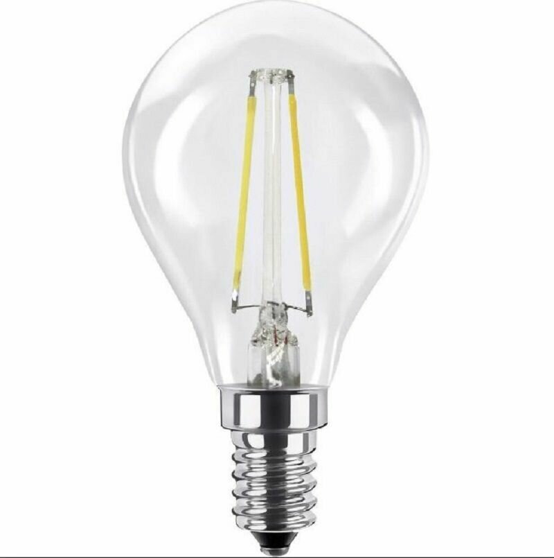 Лампа LED FILAMENT Е14 Шар 220v 6Вт 2700К D45*74мм Прозрачная колба 560Лм