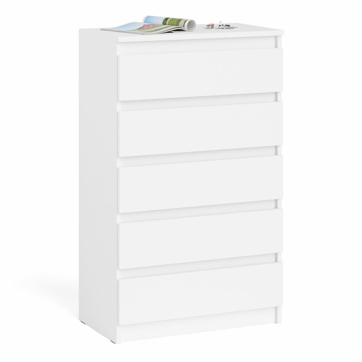 Узкий комод пять ящиков Мори МК700.5 цвет белый, ШхГхВ 70,4х41х114 см