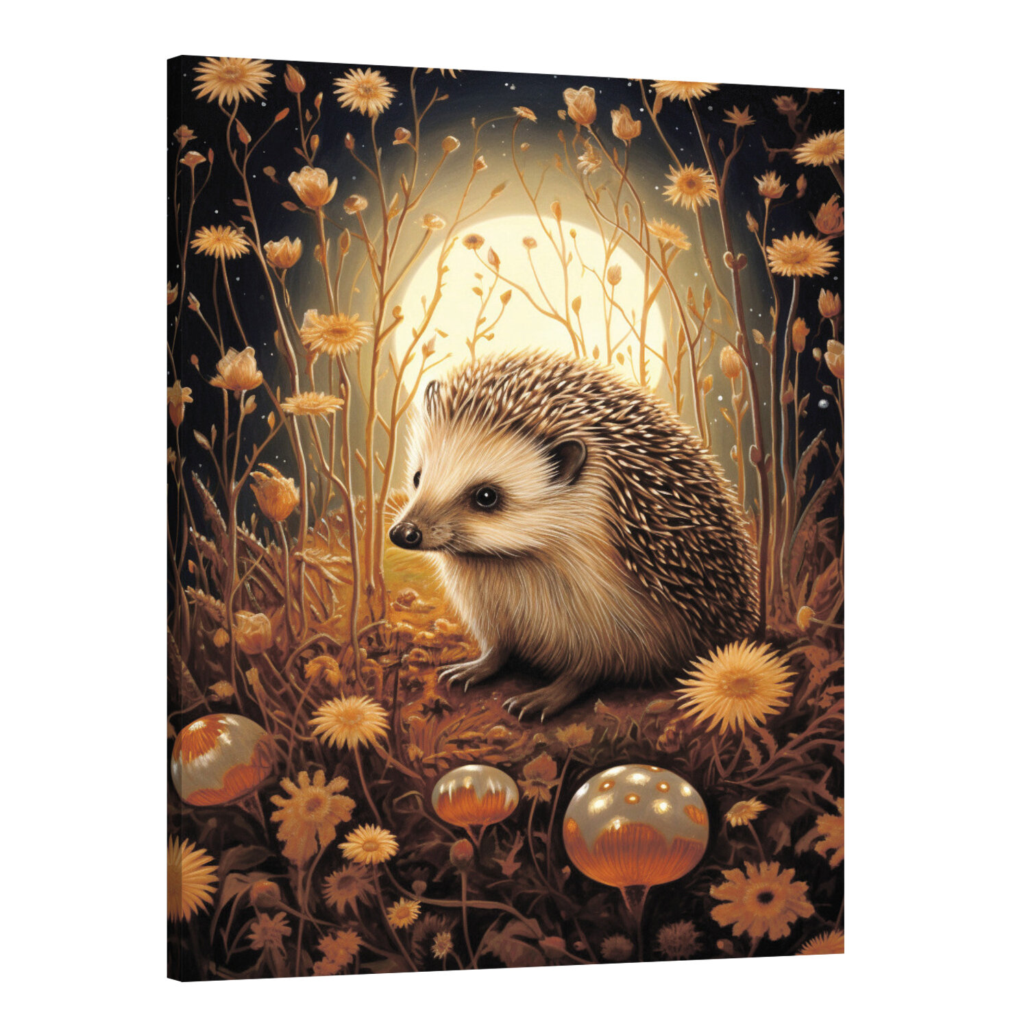 Интерьерная картина 50х70 "Ежик под луной"