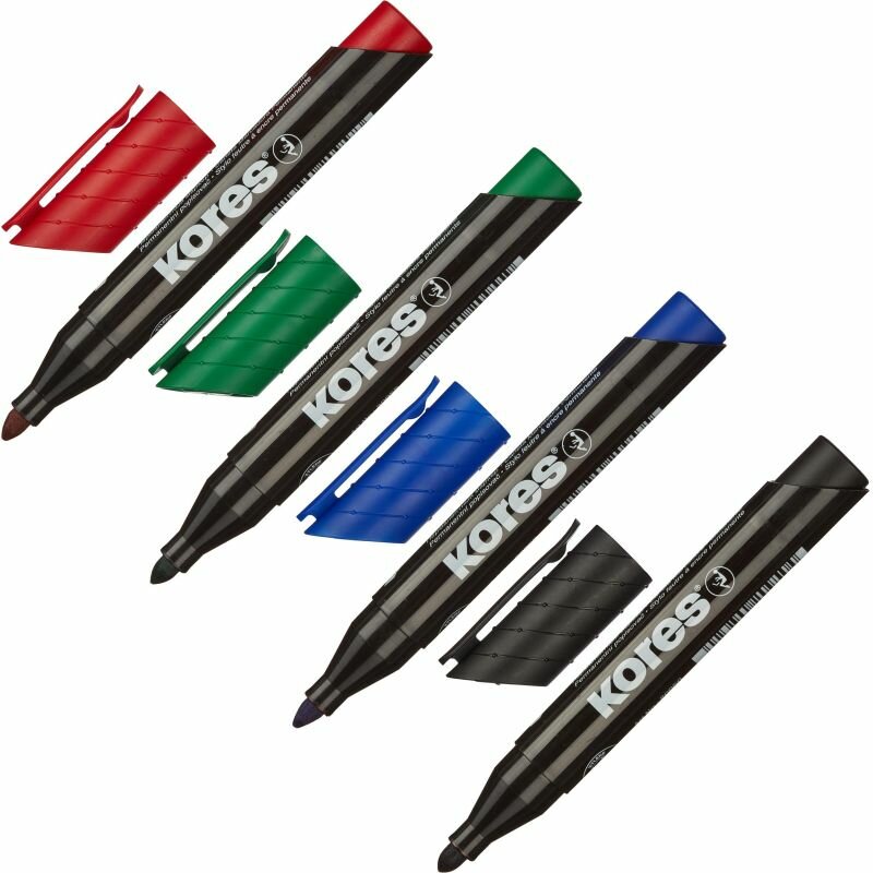 Kores Набор маркеров перманентных 1,5-3мм, 4шт