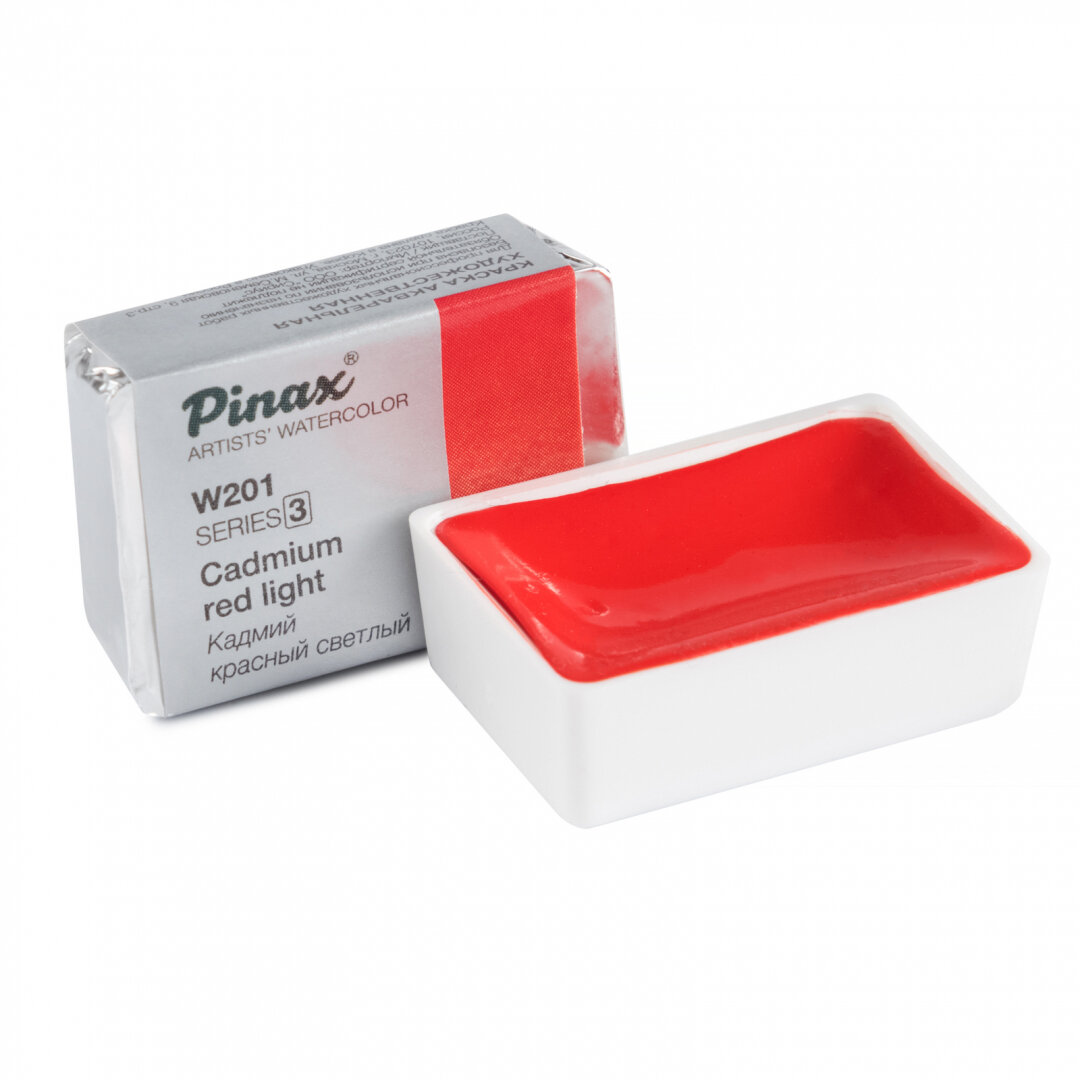 Pinax Акварель "Artists" в кювете, Кадмий Красный Светлый, 2,5мл, W201