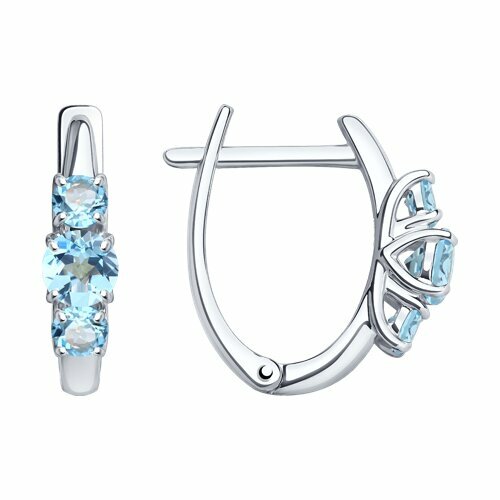 Серьги, серебро, 925 проба, родирование, топаз