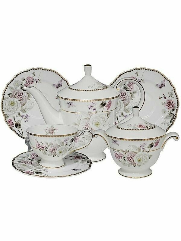 Чайный сервиз Lenardi "Пионы", фарфор, 14 предметов