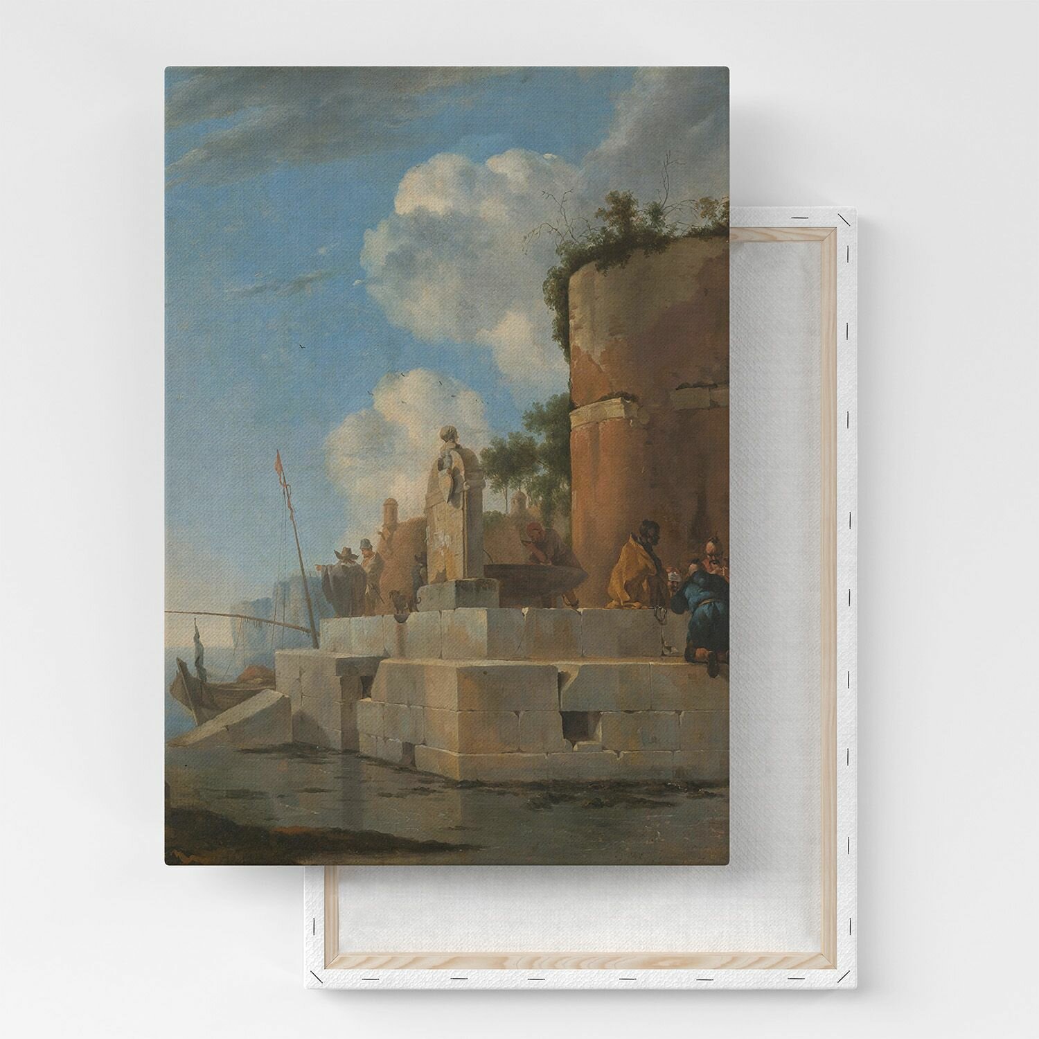 Картина на холсте, репродукция / Ян Асселин - Ruine aan het water in Italie / Размер 40 x 53 см
