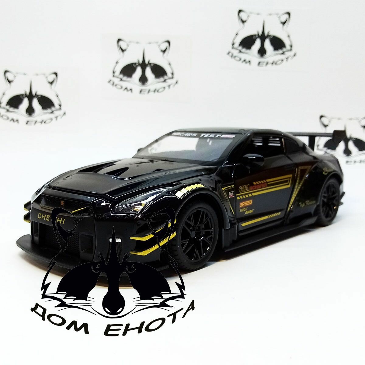 Машинка Nissan GT-R металлическая модель автомобиля Ниссан GTR черный 20см. Инерционная игрушка машина 1:24