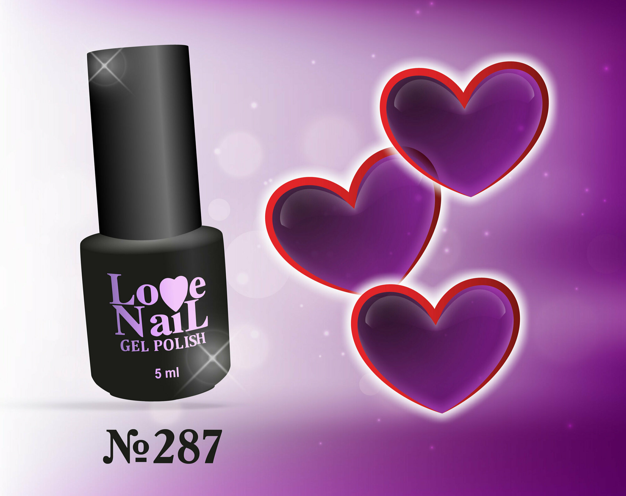 287 LoVe Nail гель лак класса премиум витраж 5 мл.