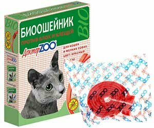 Доктор zoo биоошейник от блох и клещей для кошек красный 35см