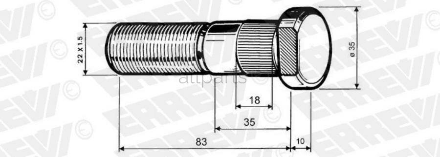 ERREVI 729360 шпилька ступицы колеса! M22x1.5x83 10.9\ SAF
