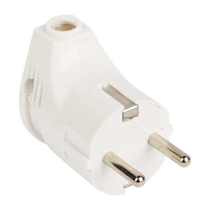 Вилка кабельная EKF угловая с заземлением, белая, 16А, 250В