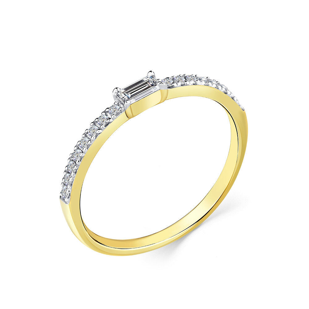 Кольцо, желтое золото, 585 проба, бриллиант