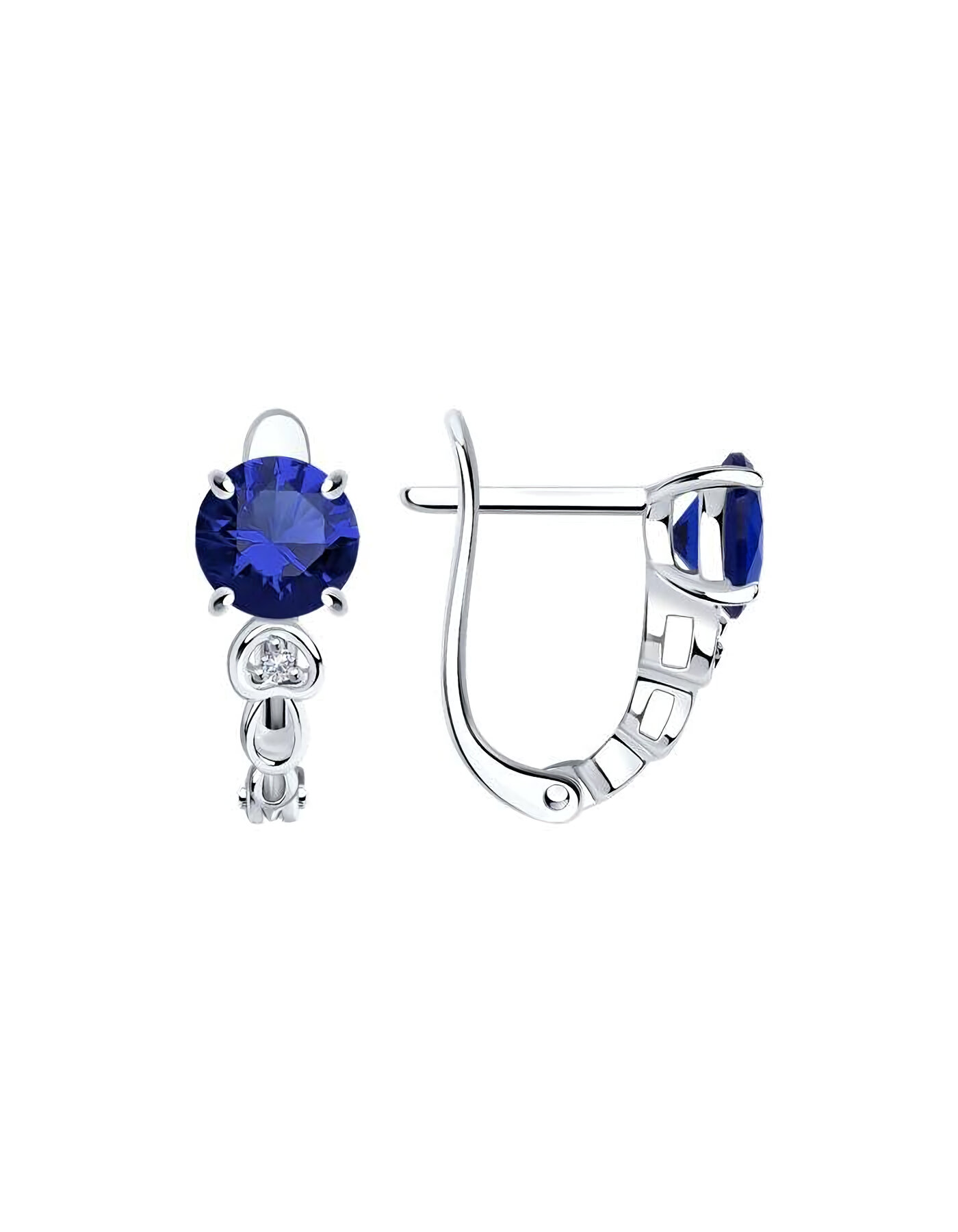 Серьги, серебро, 925 проба, родирование, фианит