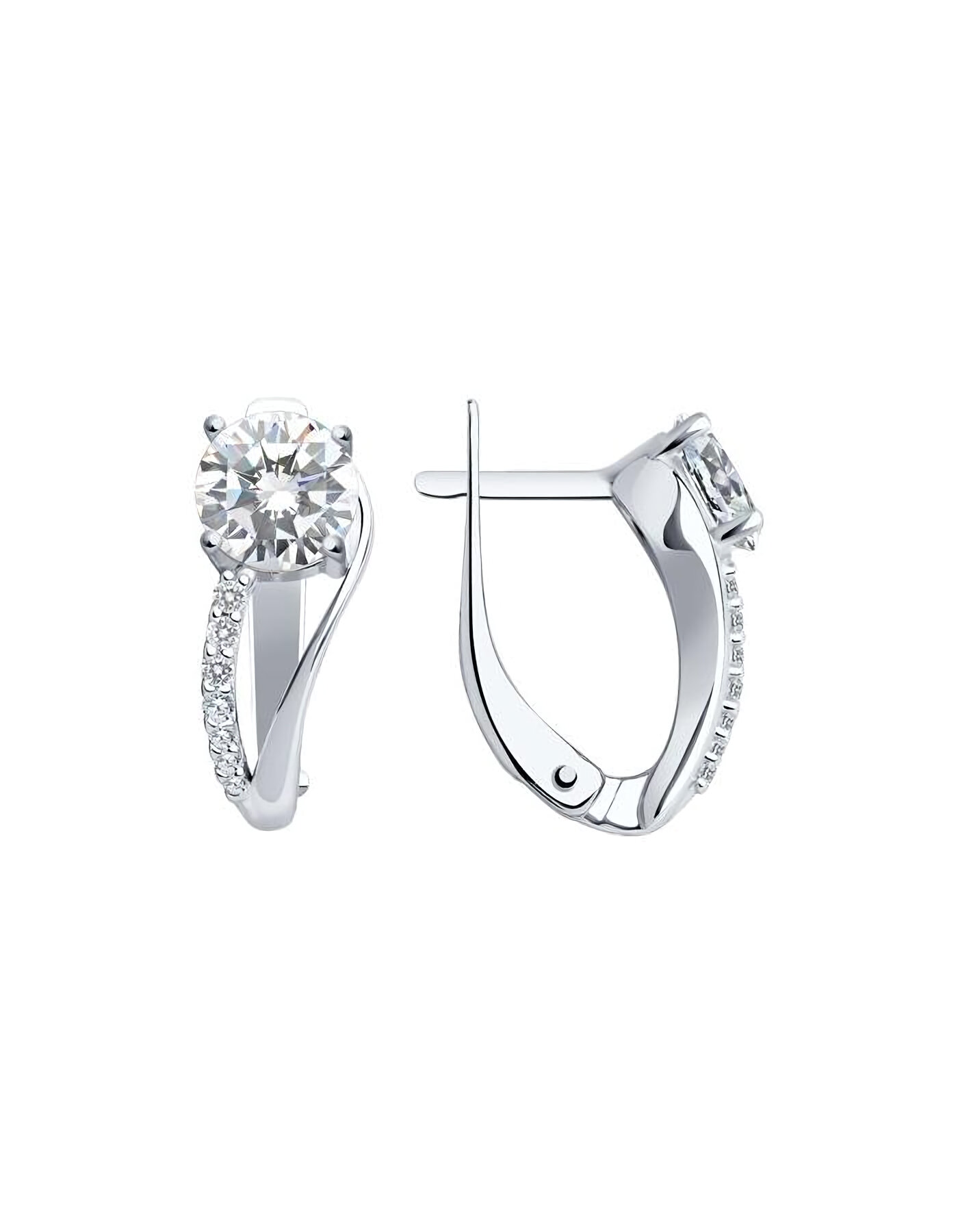 Серьги, серебро, 925 проба, родирование, фианит