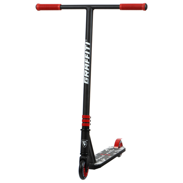 Самокат трюковой GRAFFITI Clever 24, колёса PU 100 мм, резьбовая компрессия, ABEC 9 Chrom, красный