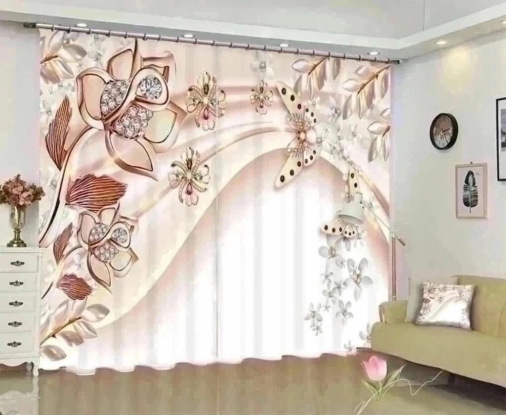 Фотошторы, 3D эффект, кремовые, габардин, 300х260 см, крепление лента, без бренда