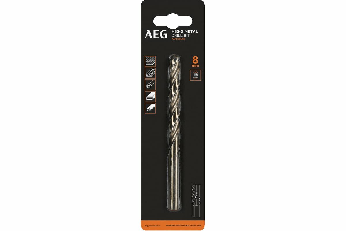 AEG Сверло HSS-G 1шт.8mm AAKHSSG08 4932479315