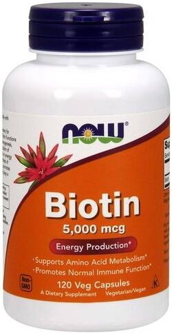Now Foods Biotin 5000 mcg, НАУ Фудс Биотин 5000 мкг 120 капсул