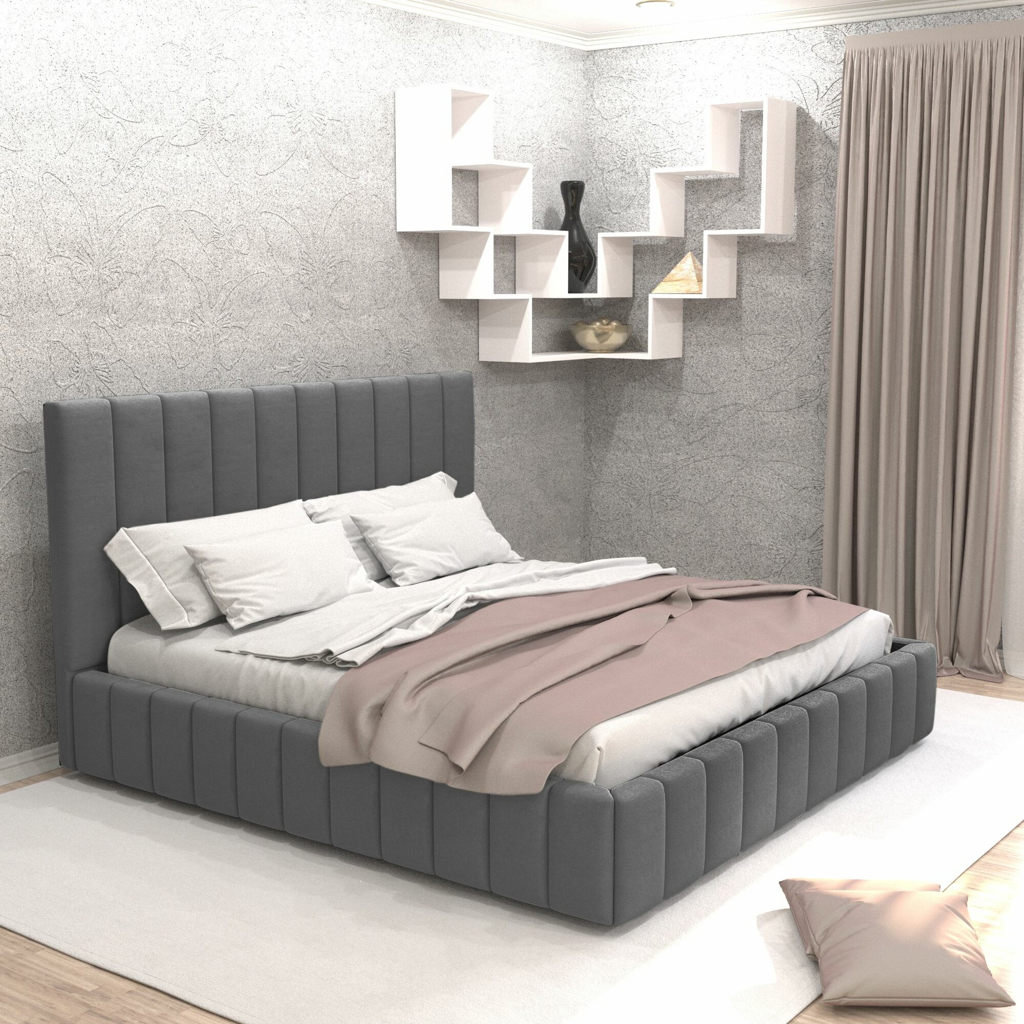 Двуспальная кровать 160х200 Милан макси (2024), с подъёмным механизмом, фабрика Микс-Интерьер (Россия)