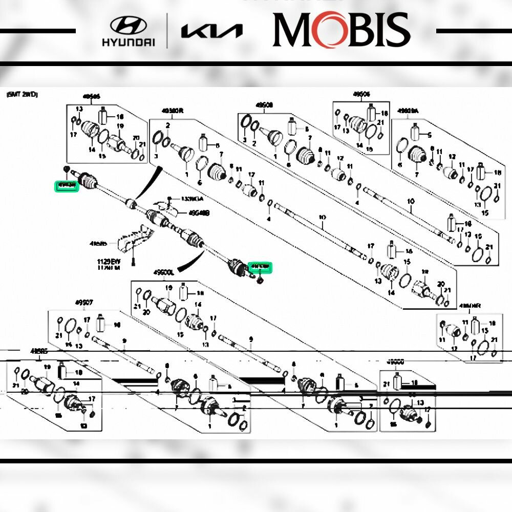 Гайка 2шт. для Hyundai I10; KIA Picanto I / арт. 4955107000 / бренд MOBIS