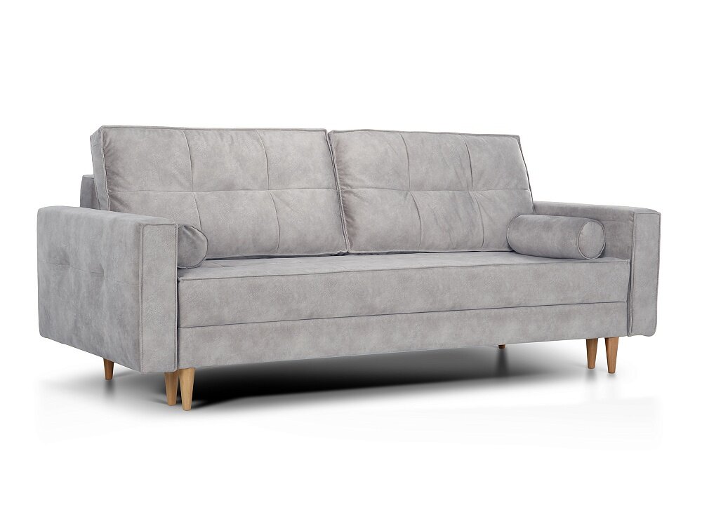 Прямой диван Отто (Otto) серый, пантограф (тик-так), 224х110х98 см, с ящиком для белья