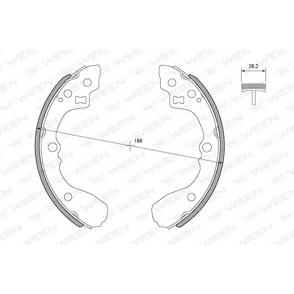 WEEN 152-2348 (0K30A2628Z) тормозные колодки барабанные Rio (Рио) (dc), Cerato (Серато) (td), Cerato (Серато)