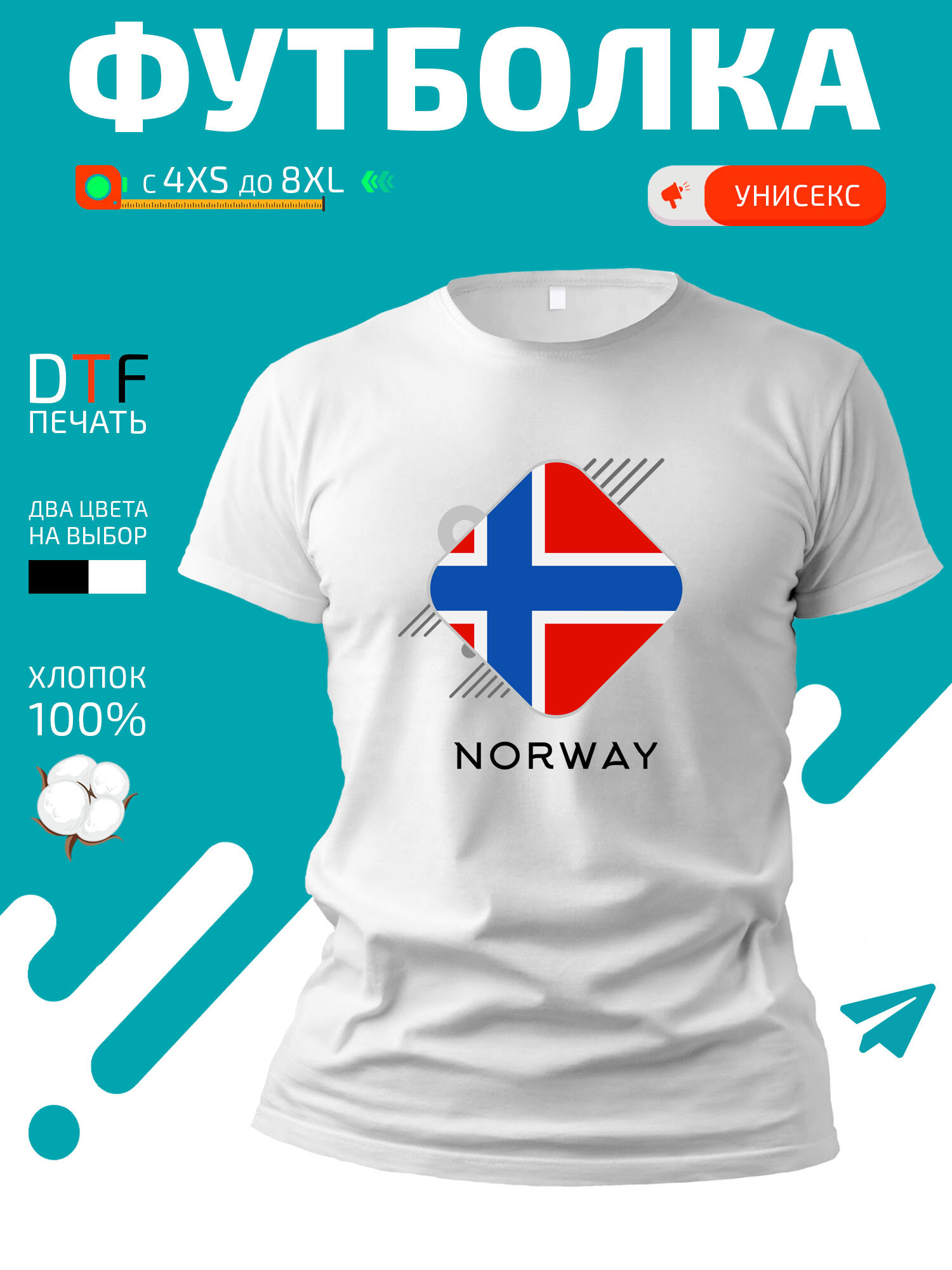 Футболка с флагом Норвегии Norway