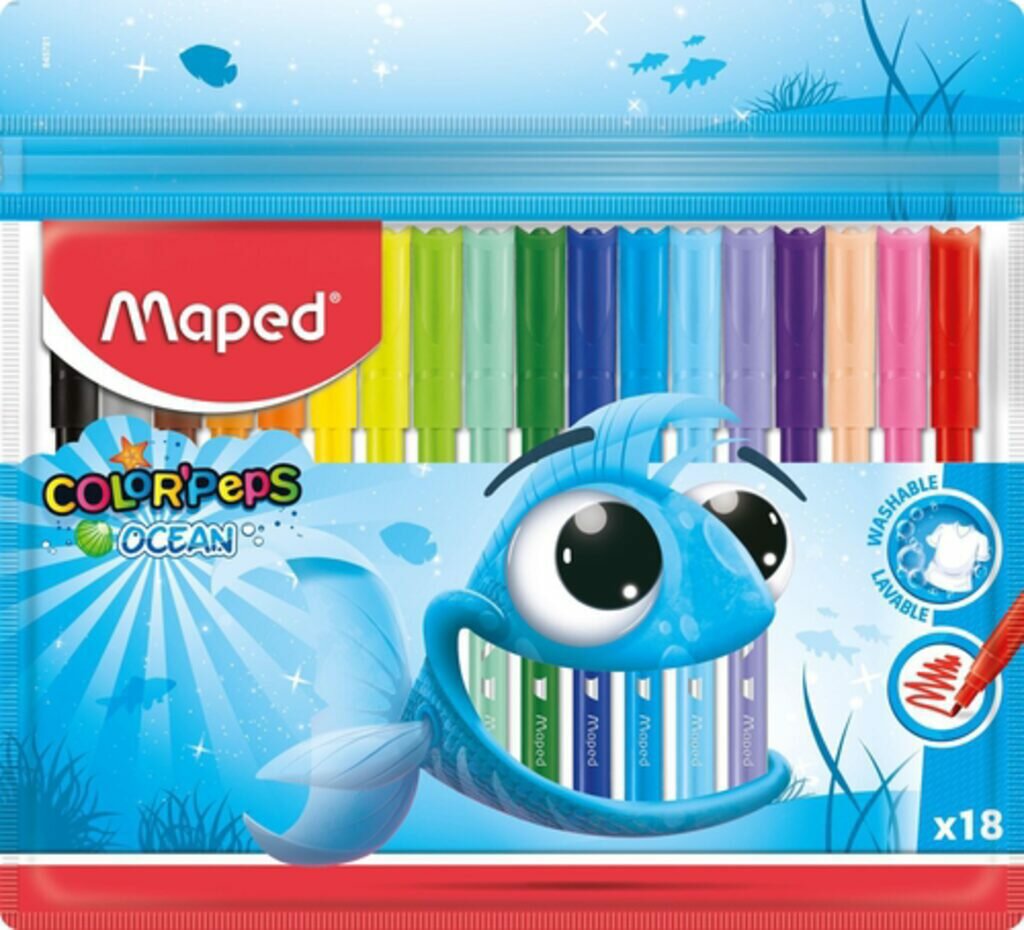 Фломастеры 18цв "Maped. Color peps ocean", суперсмываемые