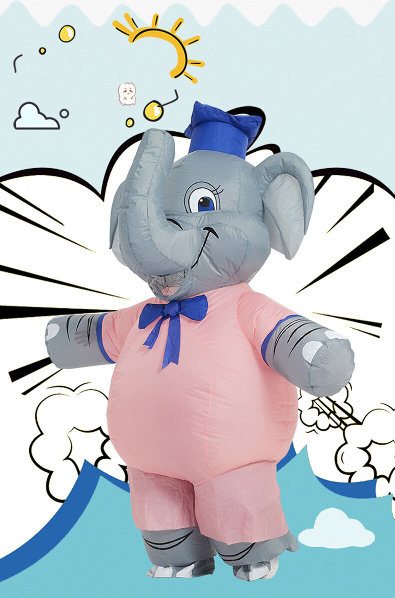 Надувной карнавальный костюм "Слон", серый, 100 % полиэстер, для мужчин