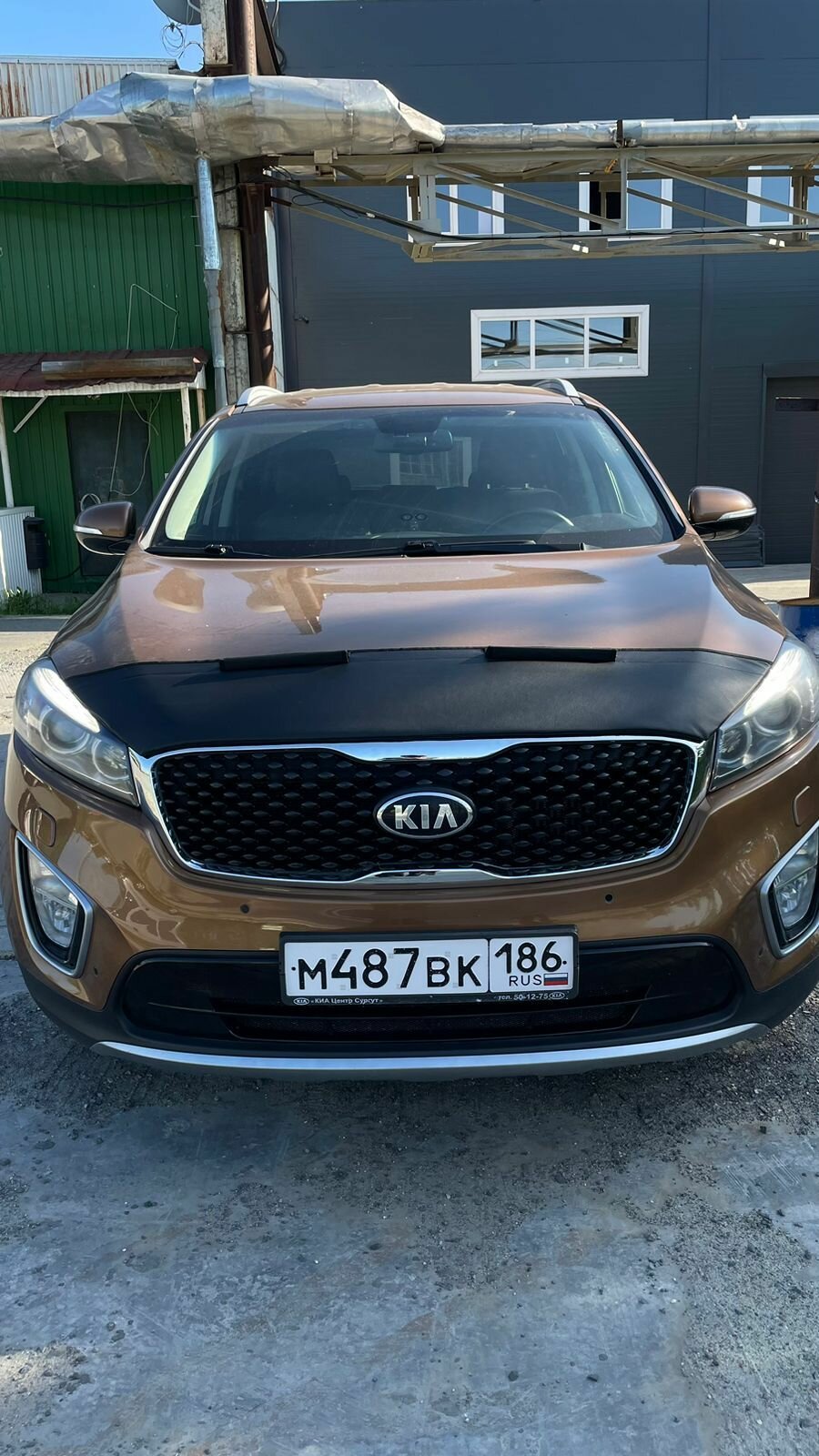 Дефлектор капота кожаный для Kia Sorento 2014 -2017 III Prime (Кия Соренто Прайм)