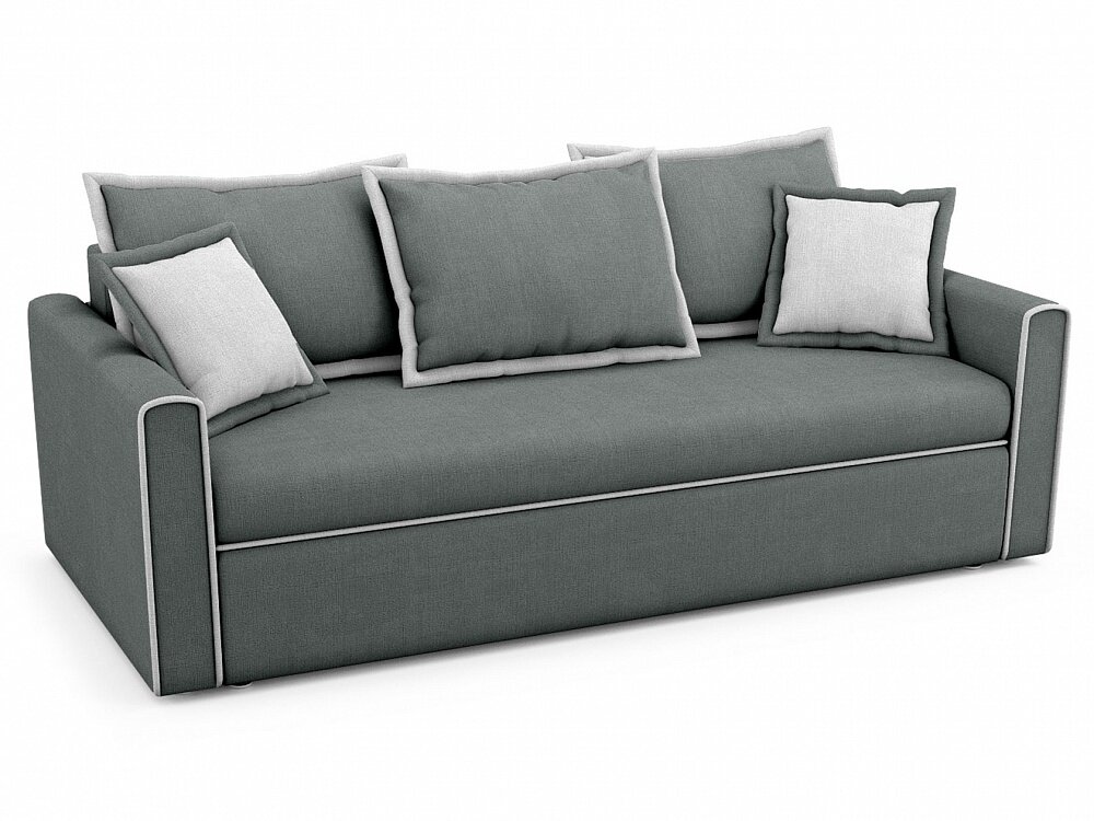 Прямой диван Моника Серый Рогожка, пантограф (тик-так), 224х110х103 см, с ящиком для белья