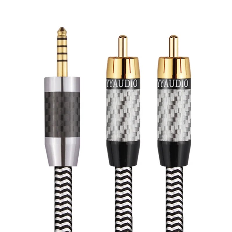 HIFI кабель YYAUDIO 2 м 4.4 мм на 2 RCA, посеребренный