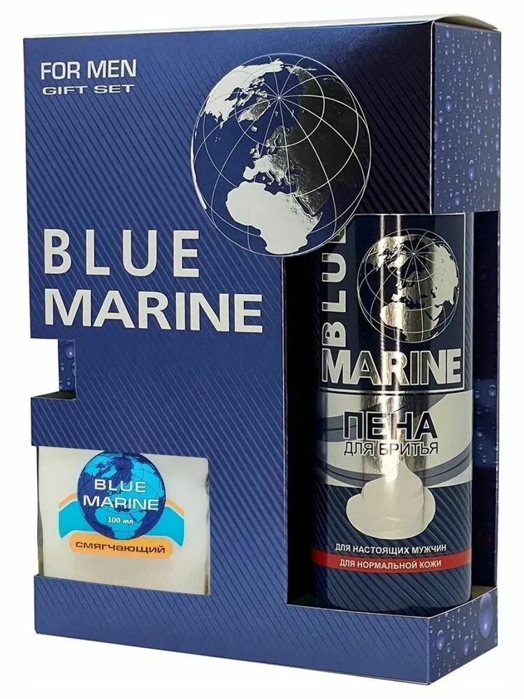 Festiva Подарочный набор мужской Blue Marine: Бальзам после бритья 100, мл+ Пена для бритья, 200мл