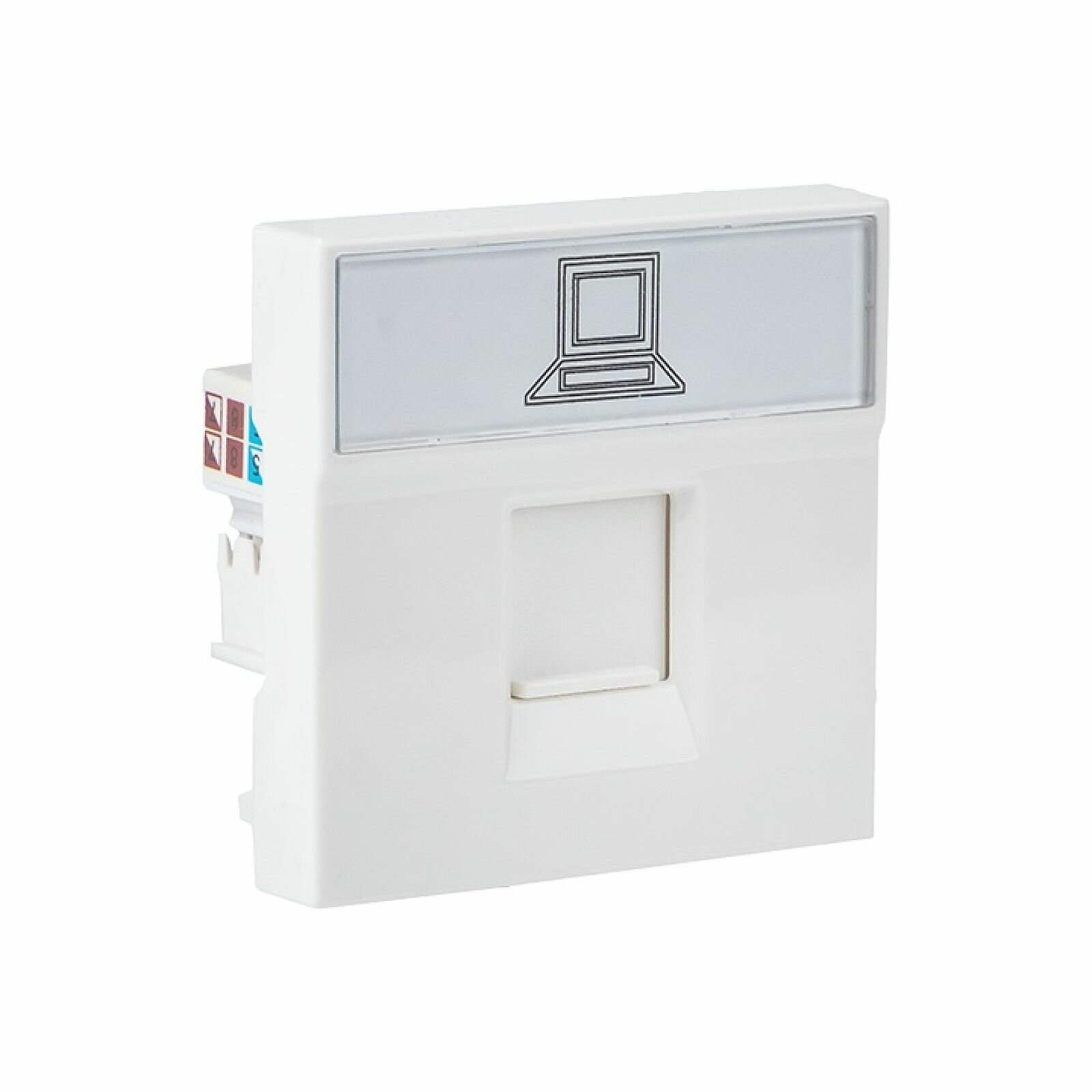 Розетка EKF E2MK016-135-10, RJ45, CAT6, горизонтальная, белая, 1 шт