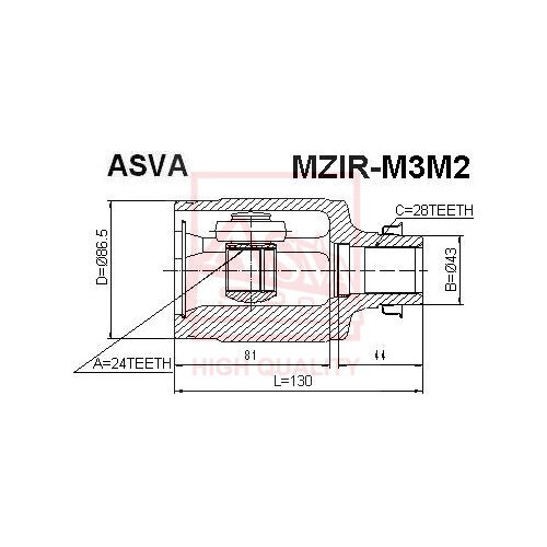 Ремкомплект шруса внутренний для автомобиля Mazda, ASVA MZIR-M3M2 (1 шт.)