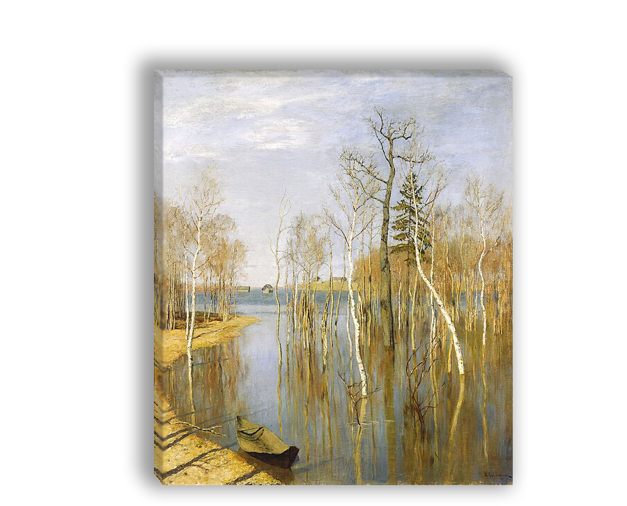 "Весна. Большая вода", Левитан Исаак Ильич, картина (репродукция) (30х35 см / на подрамнике)