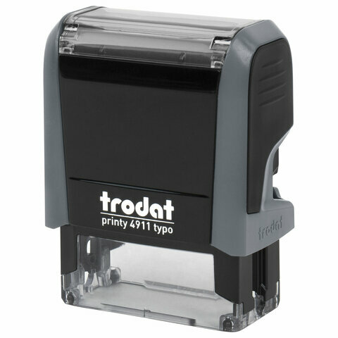Штамп самонаборный 3-стр, 38х14 мм синий, TRODAT 4911P4/DB, корпус серый, касса В комплекте, 43214