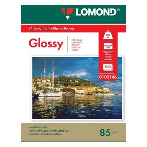 Фотобумага Lomond A4, для струйной печати, 500л, 85г/м2, белый, покрытие матовое [0102146]
