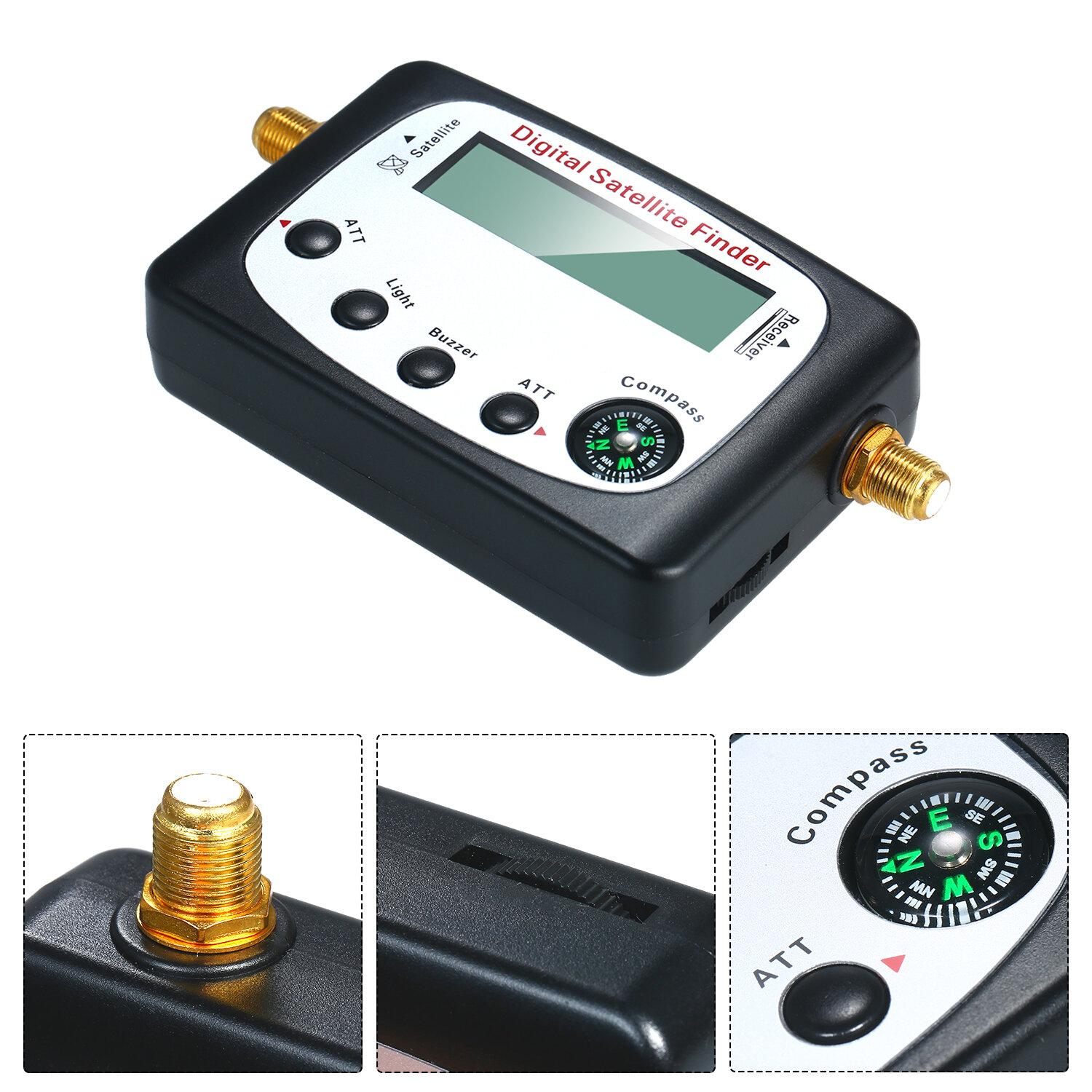 Цифровой спутниковый искатель сигналов SF-9509 с ЖК-дисплеем миниатюрный спутниковый измеритель для точного определения сигнала и компас для выравнивания направления.